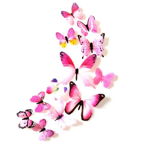 Wall Decor | 12 Piece Pink 3d Butterfly Wall Decor Sticker | Poshmark